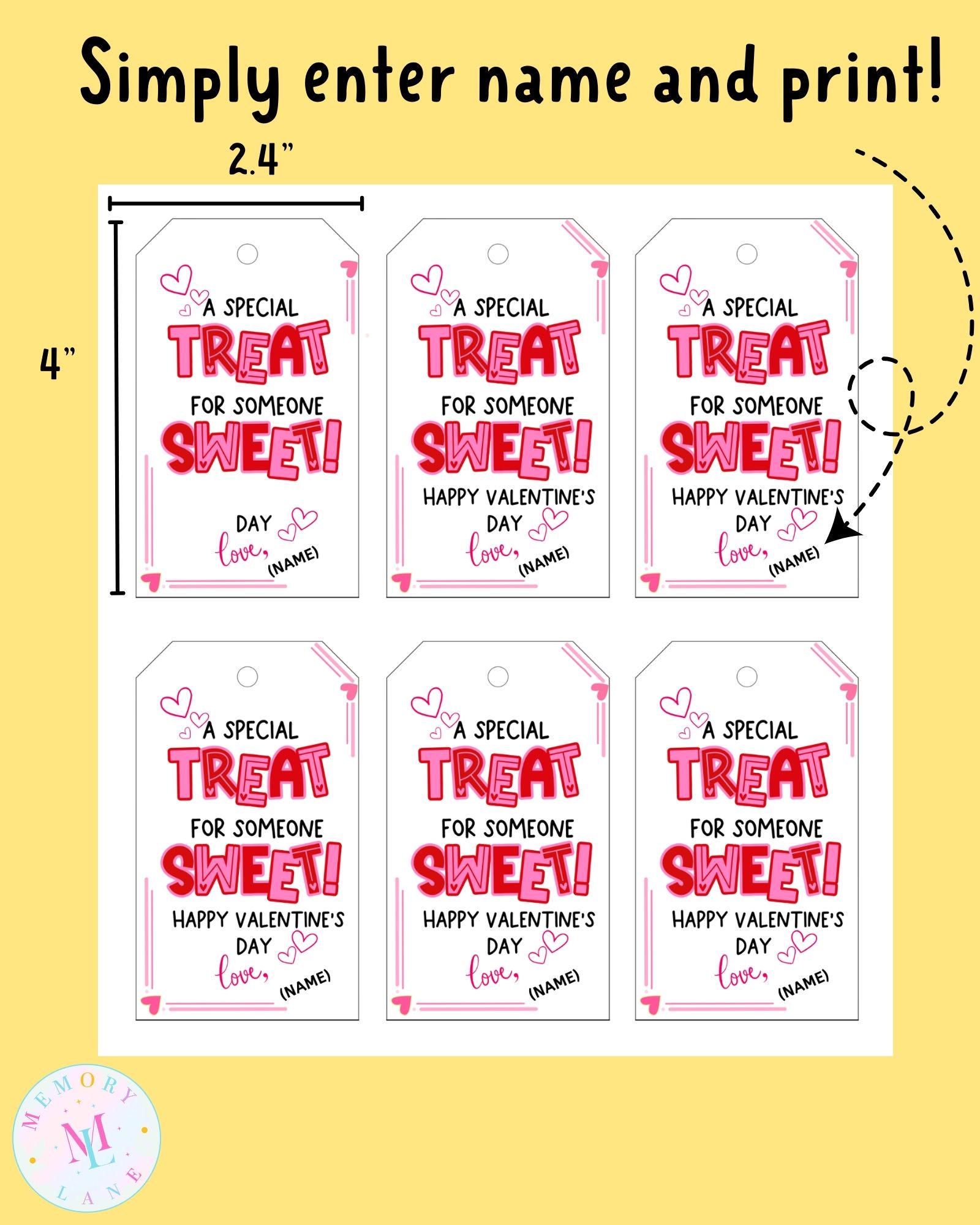 Valentine's Day Gift Tag, Sweet Treat, Valentine Gift Label, Kids ...