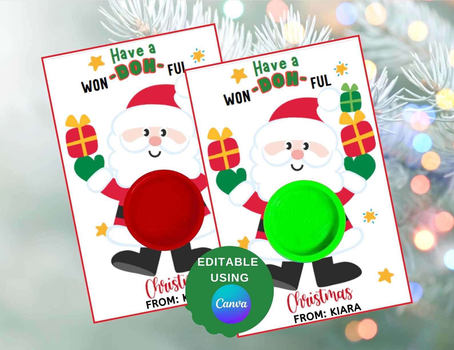Christmas Play Doh Holder Santa, Printable Holiday Class Gifts, Play ...
