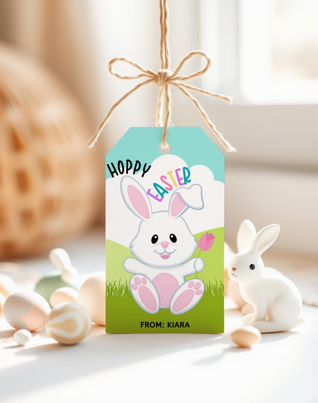 Printable Hoppy Easter Gift Tag, Instant Download Happy Easter Treat ...