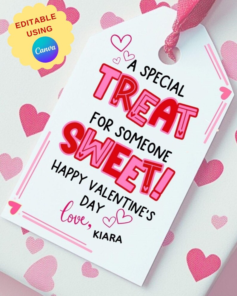 Valentine's Day Gift Tag, Sweet Treat, Valentine Gift Label, Kids ...