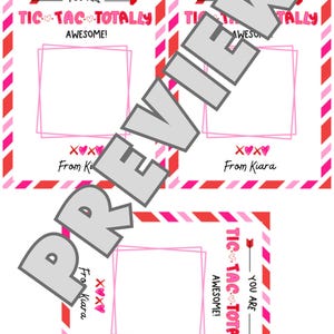 Printable Tic Tac Toe Valentine Classroom Gift Favor, School Valentines ...