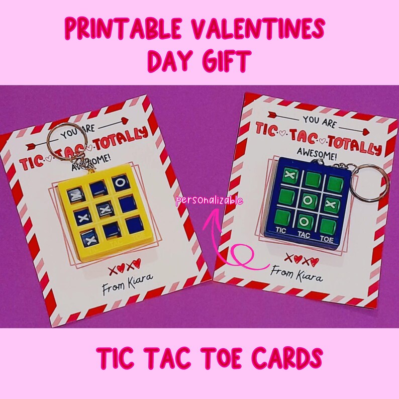 Printable Tic Tac Toe Valentine Classroom Gift Favor, School Valentines ...