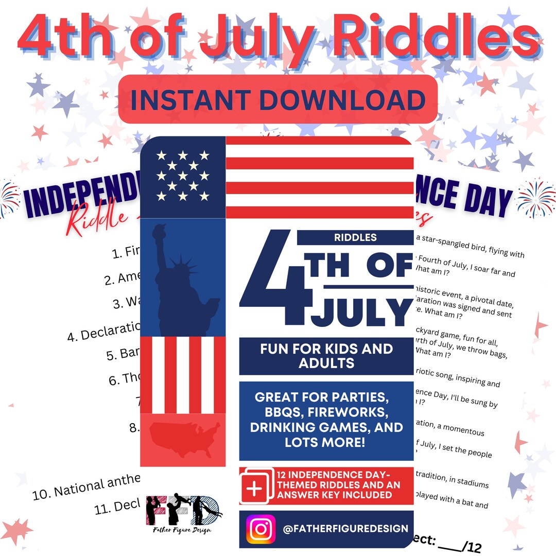 Patriotic Puzzlers: Independence Day Riddles - Etsy