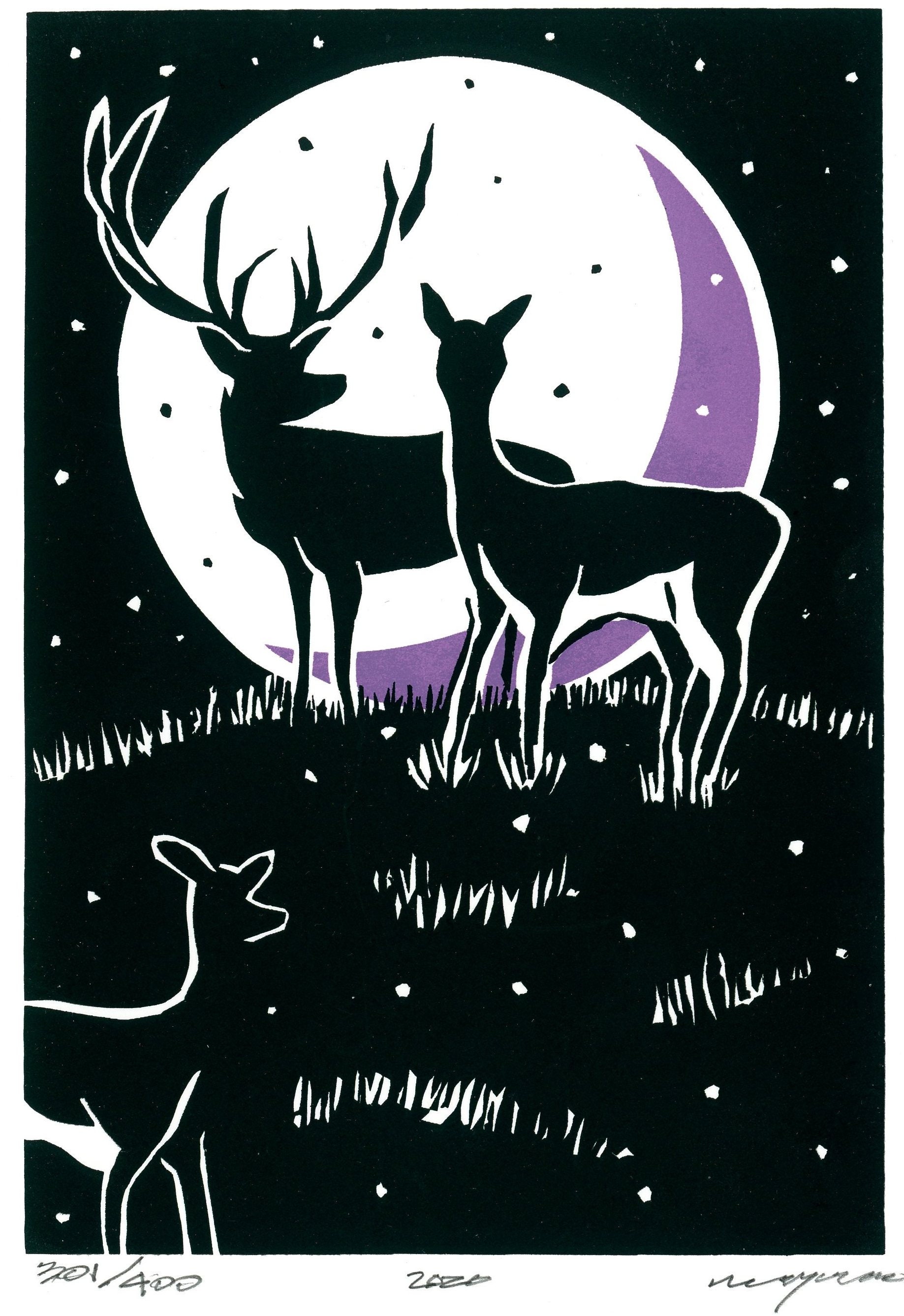 Set of 5, Beautiful, Hand Screened, Signed Serigraph, Christmas Card ...