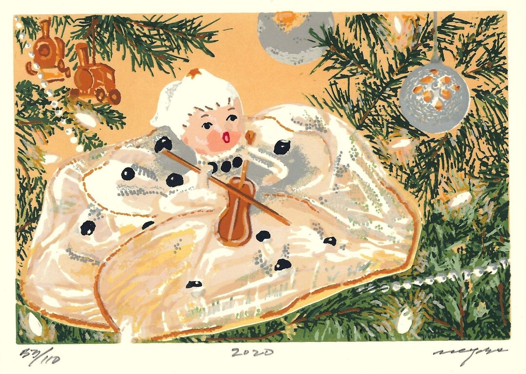 Set of 5, Beautiful, Hand Screened, Signed Serigraph, Christmas Card ...