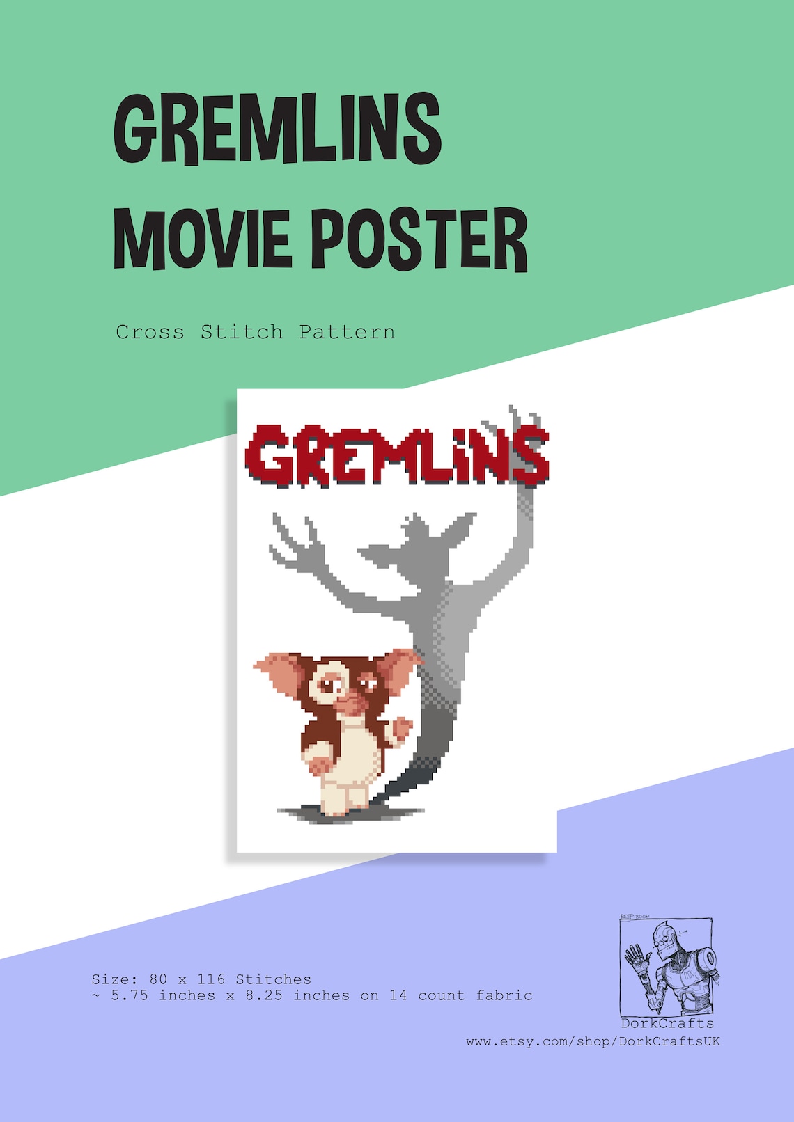 Gremlins Gizmo Movie Poster Digital Printable PDF Cross - Etsy