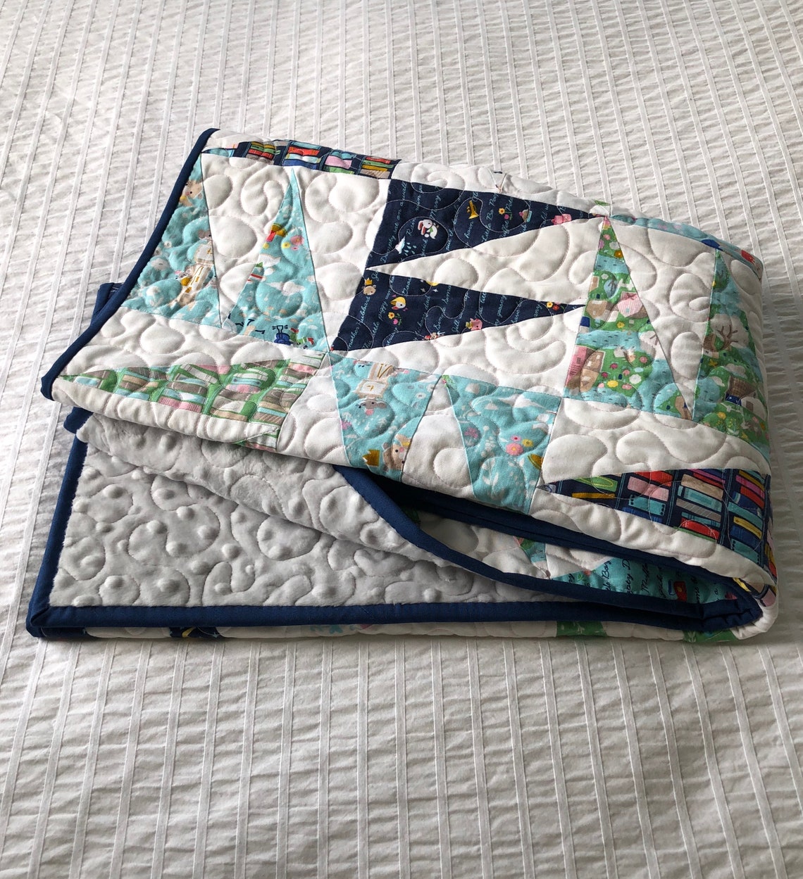 Blue and Gray Baby Quilt - Etsy