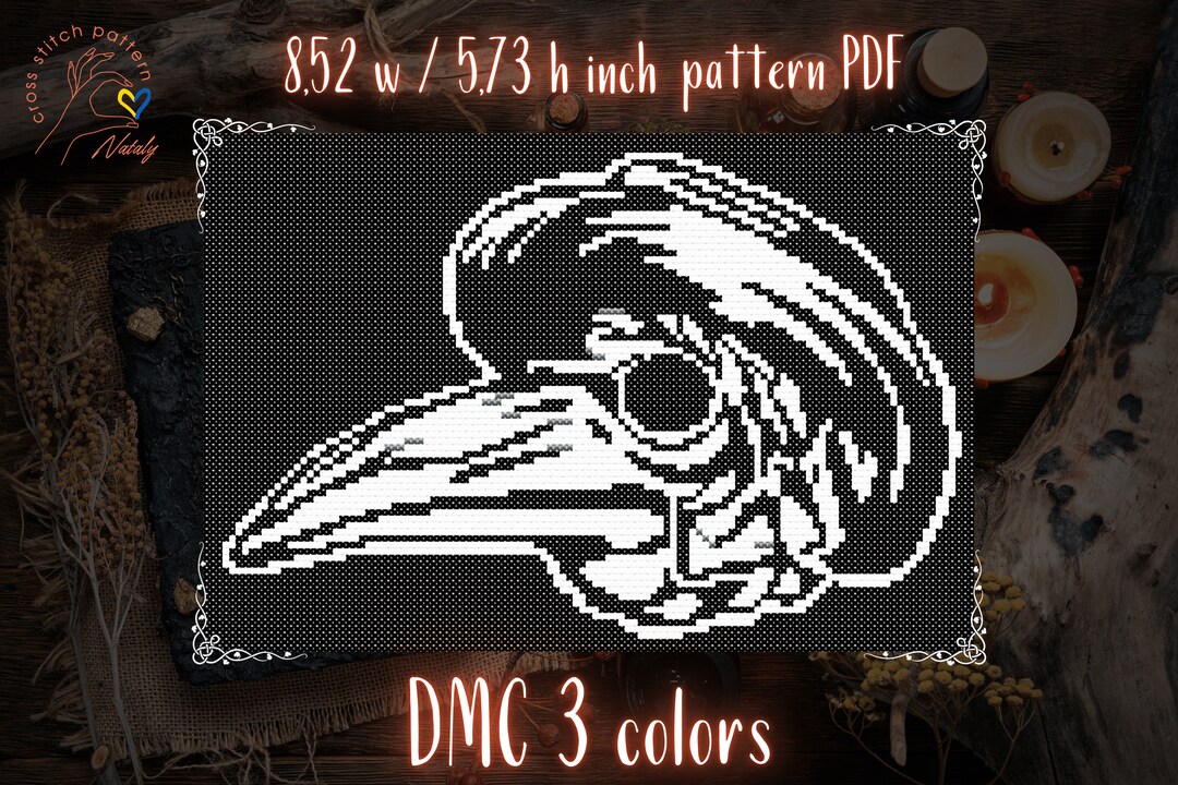 Plague Doctor Cross Stitch Pattern Death Skull Theme Occult Moon ...