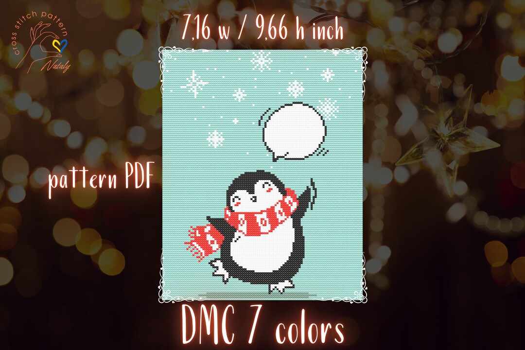 Penguin Cross Stitch Pattern Penguin Embroidery Kid's Cross Stitch ...