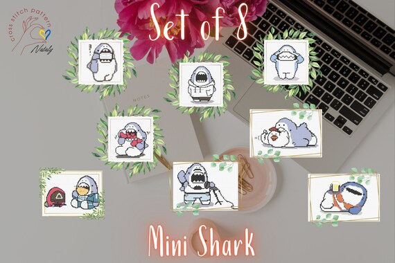 Set of 8 Baby Shark Easy Cross Stitch PDF Patterns Embroidery - Etsy