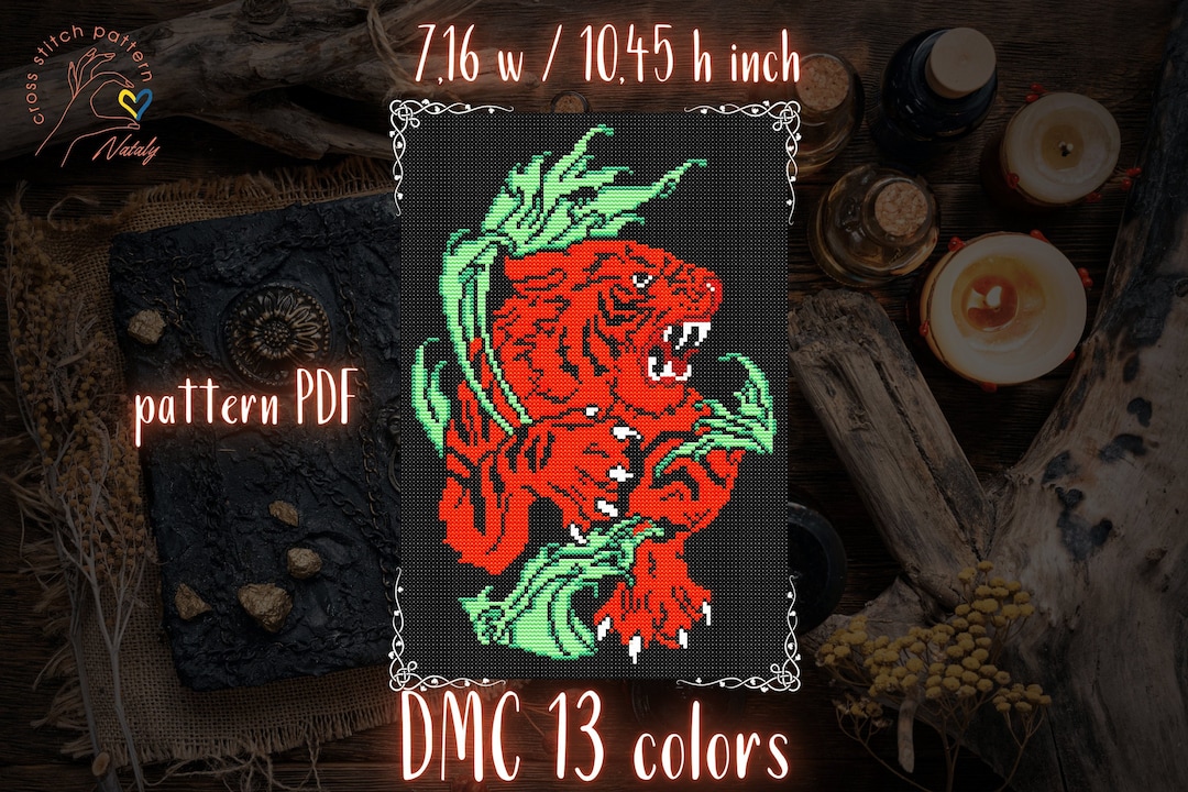 Mystical Tigger Cross Stitch Pattern Angry Tigger Embroidery Modern ...