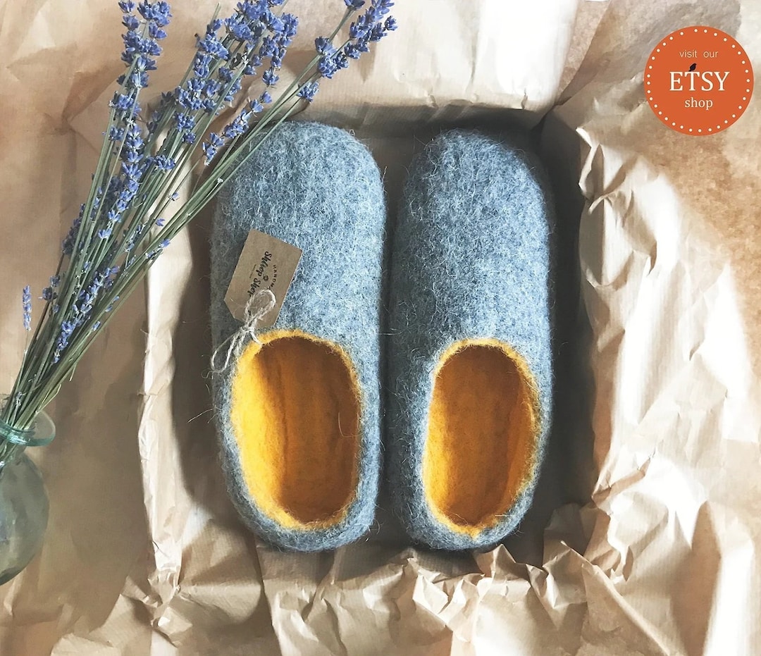 Handmade Wool Slippers Men Slippers Gift for Him for Father Gift for ...