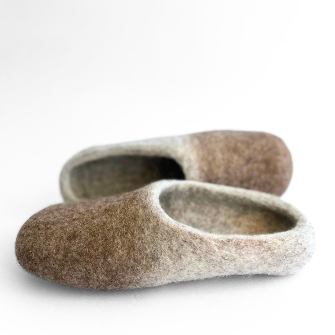 Unisex Felted Wool Slippers | Woolly Foot Warmers | Wool Felt | Natural ...