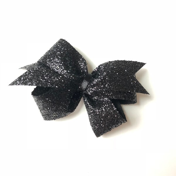 Black Sparkle Bow - Etsy