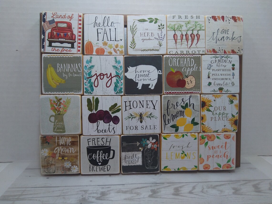 Wooden Farm House Style Magnets Set of 4 - Etsy