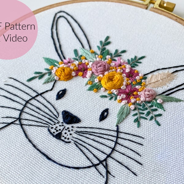 Rabbit Hand Embroidery Pattern - Etsy