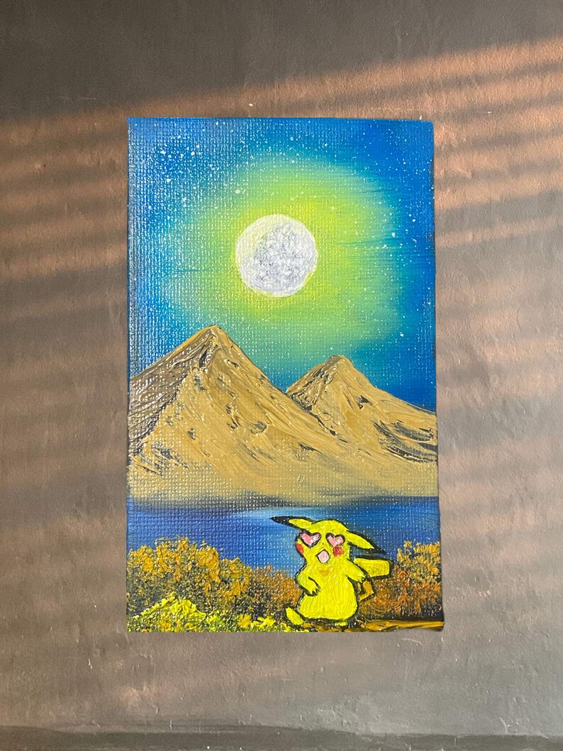 Pokémon Pikachu Oil Painting Cartoon Landscape Decor - Etsy