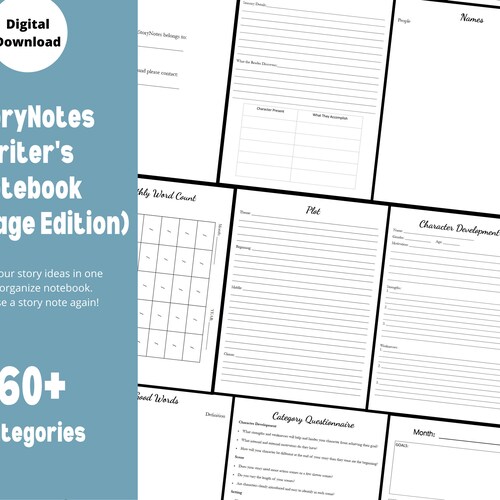 Storynotes Deluxe FULL PAGE: Writer's Notebook - Etsy