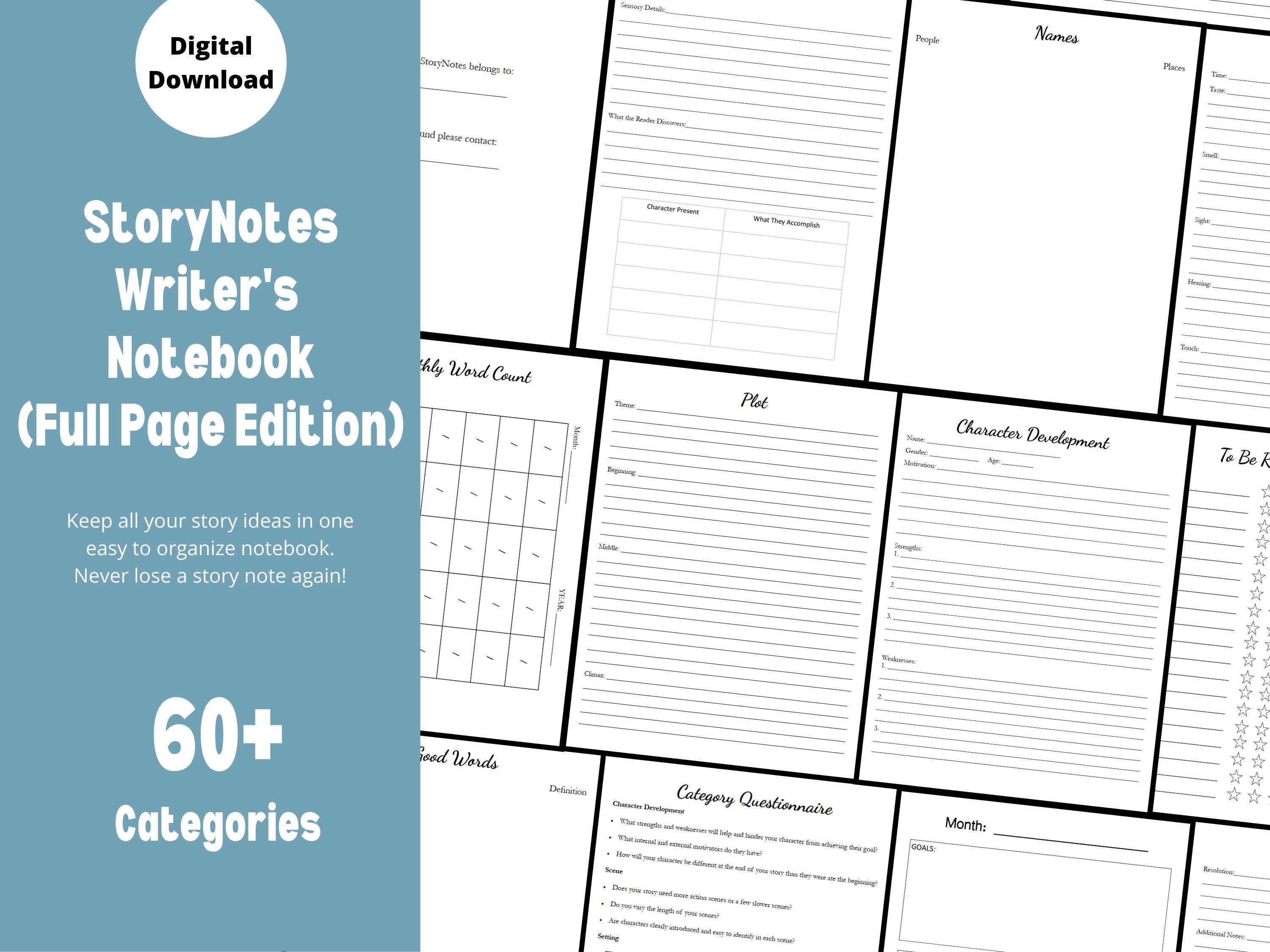 Storynotes Deluxe FULL PAGE: Writer's Notebook writer's Notebook ...