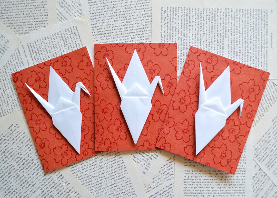 Sakura Notecard Stationery Set, Origami Peace Cranes - Etsy