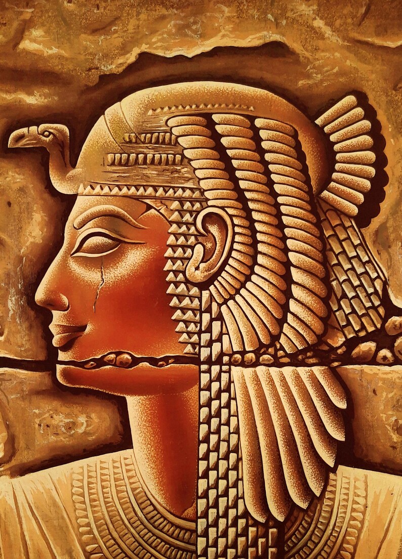 Cleopatra Relief Gouache Painting on Authentic Egyptian Papyrus ...