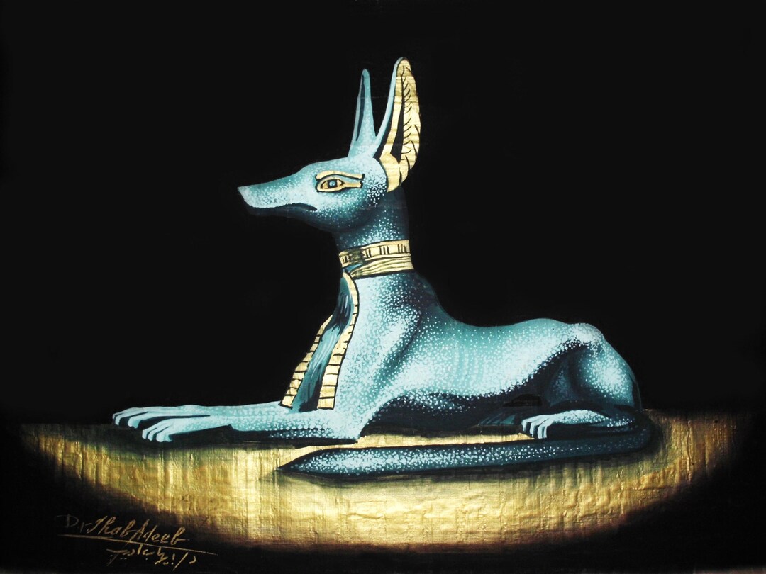 Anubis Papyrus Painting - Handmade Egyptian Art - Ancient God of ...