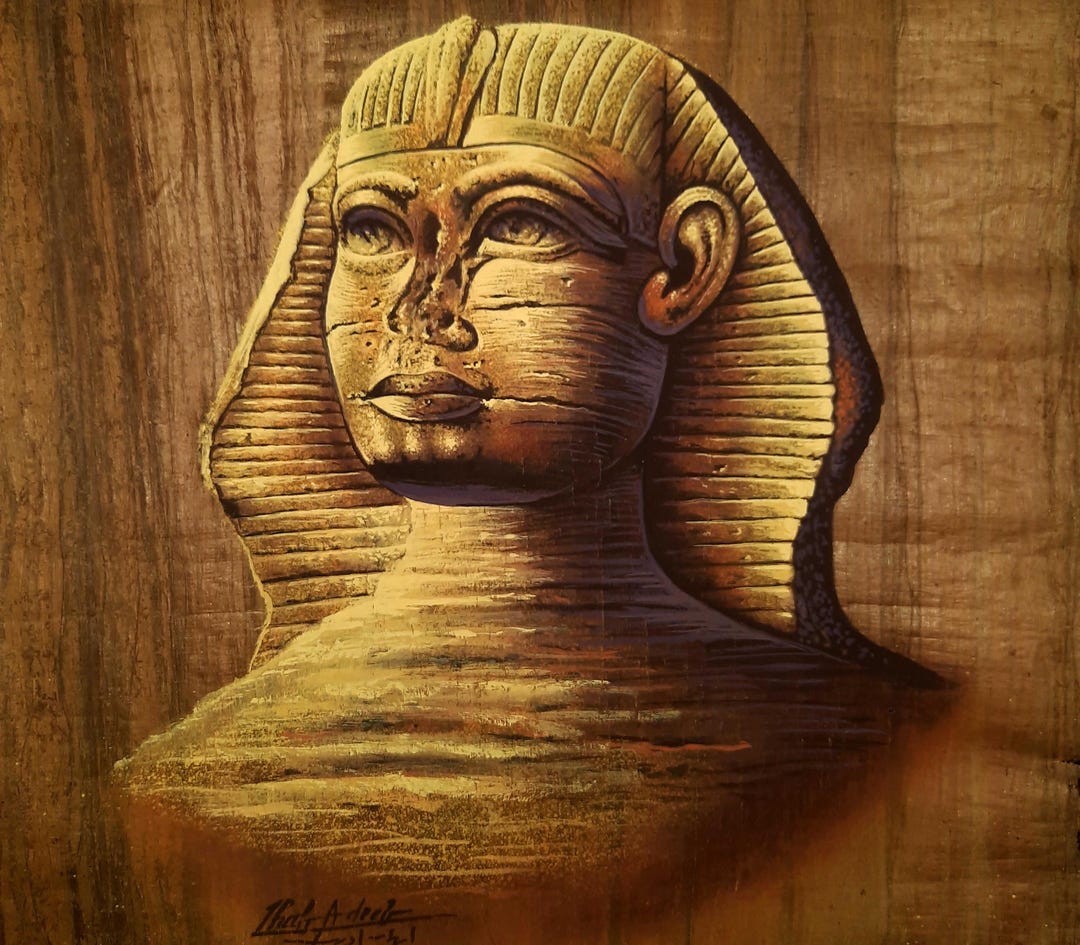 Handmade Sphinx Painting on Papyrus – Ancient Egypt Gouache Art – Giza ...