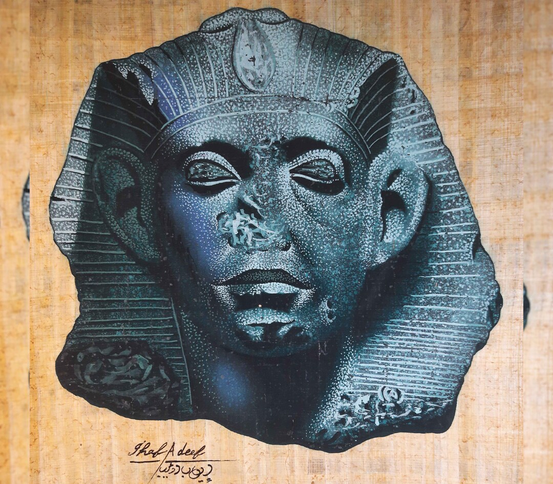 Handmade Egyptian Pharaoh Senusret III Head Papyrus Art – Ancient ...