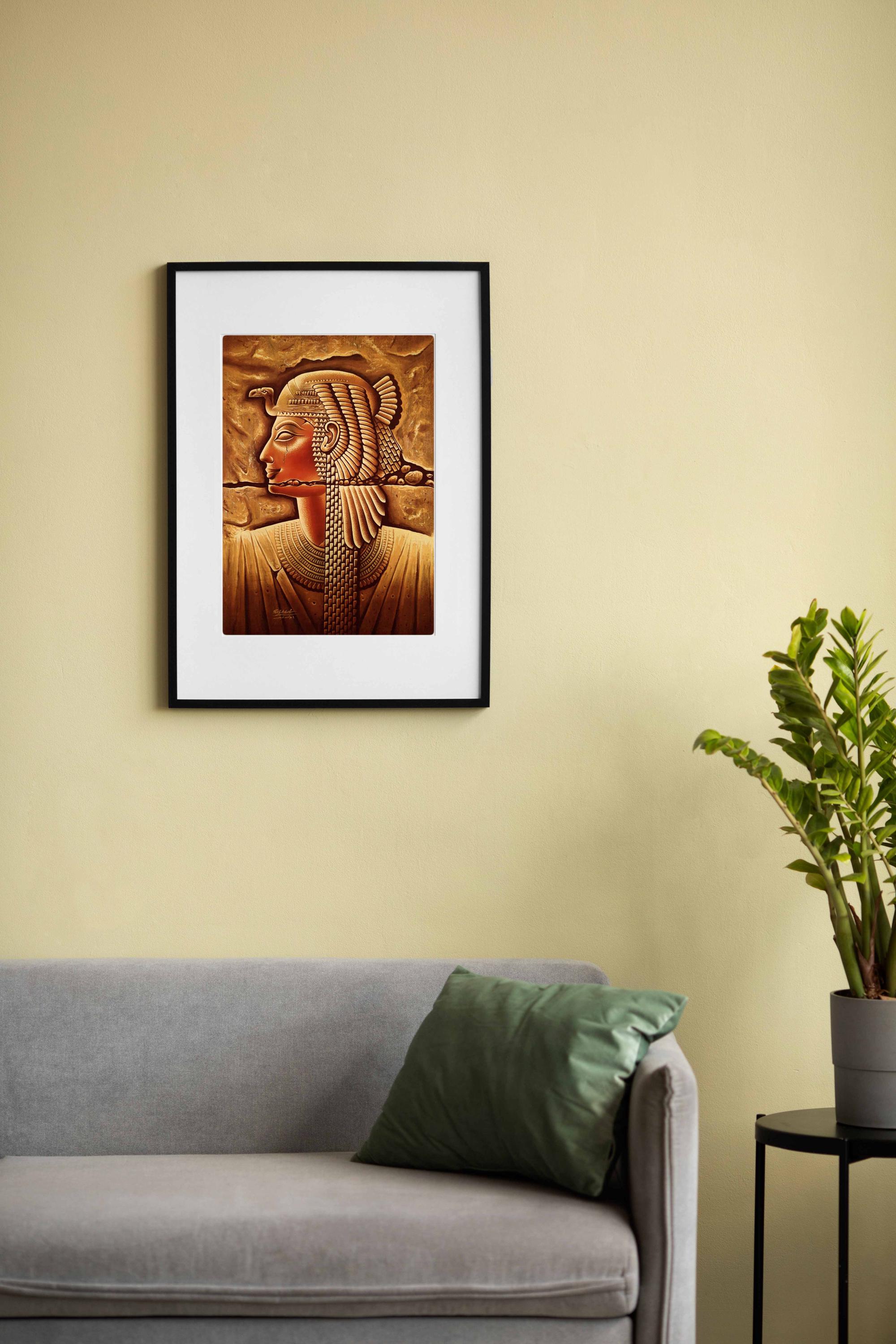 Cleopatra Relief Gouache Painting on Authentic Egyptian Papyrus ...