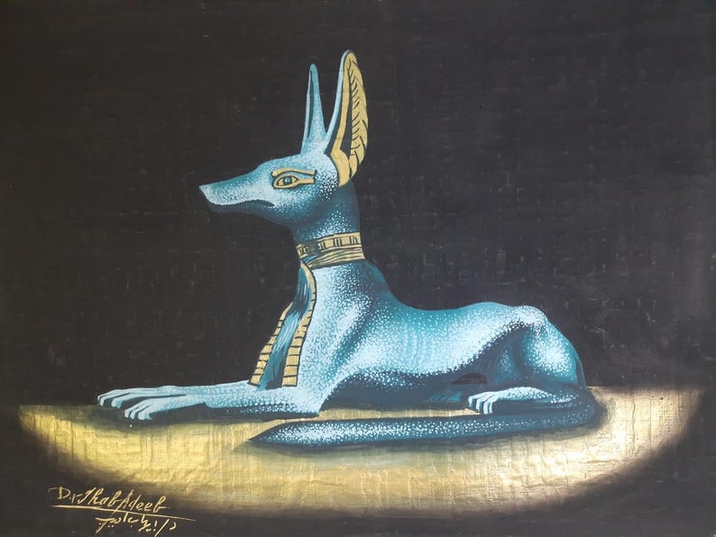 Anubis Papyrus Painting - Handmade Egyptian Art - Ancient God of ...