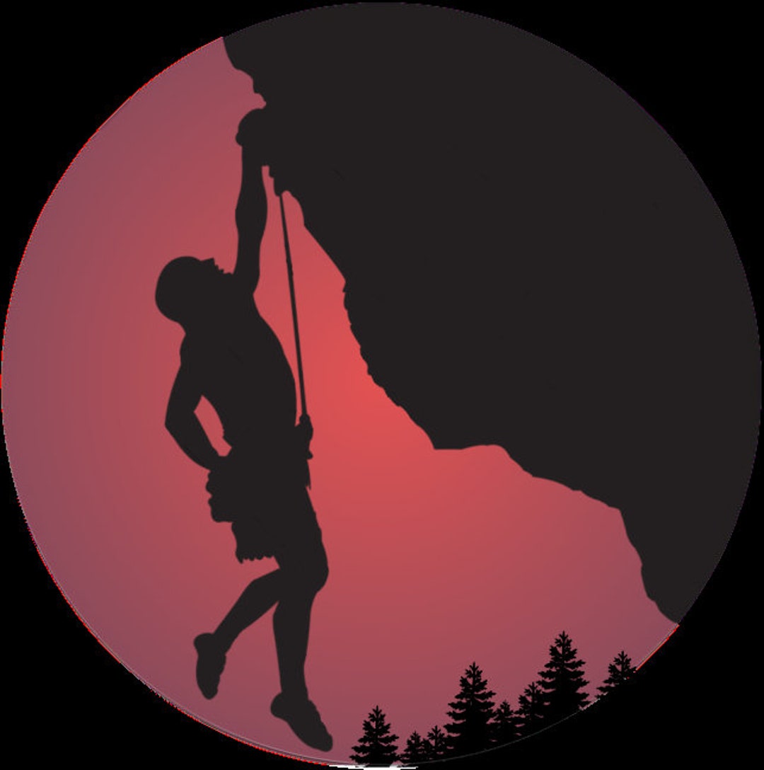 Mountain Climber Matte Circle Sticker - Etsy