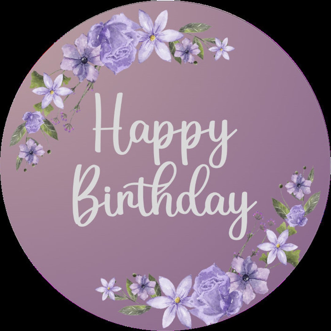 Floral Happy Birthday Matte Circle Sticker - Etsy