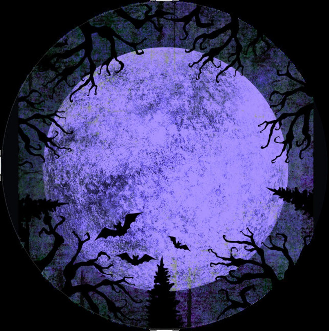 Bats and Moon Matte Circle Sticker - Etsy