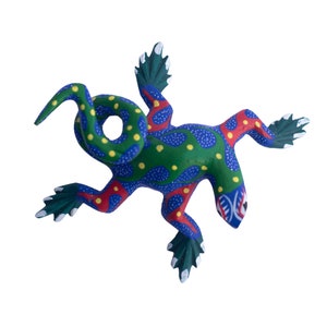 Handcarved Wooden Oaxacan Alebrije, Blue & Green Lizard, Magical ...