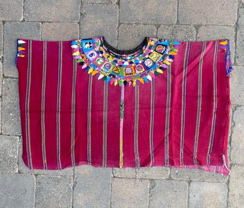Handwoven Vintage Guatemalan Folk Art, Red Ceremonial Huipil With ...