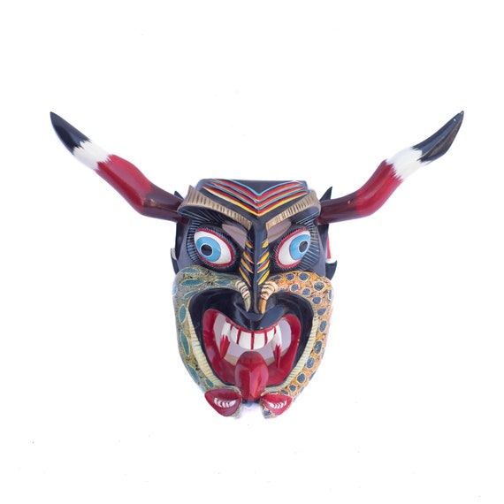 Handcarved Mexican Folk Art Blue Eyed Mask by Juan Orta - Etsy