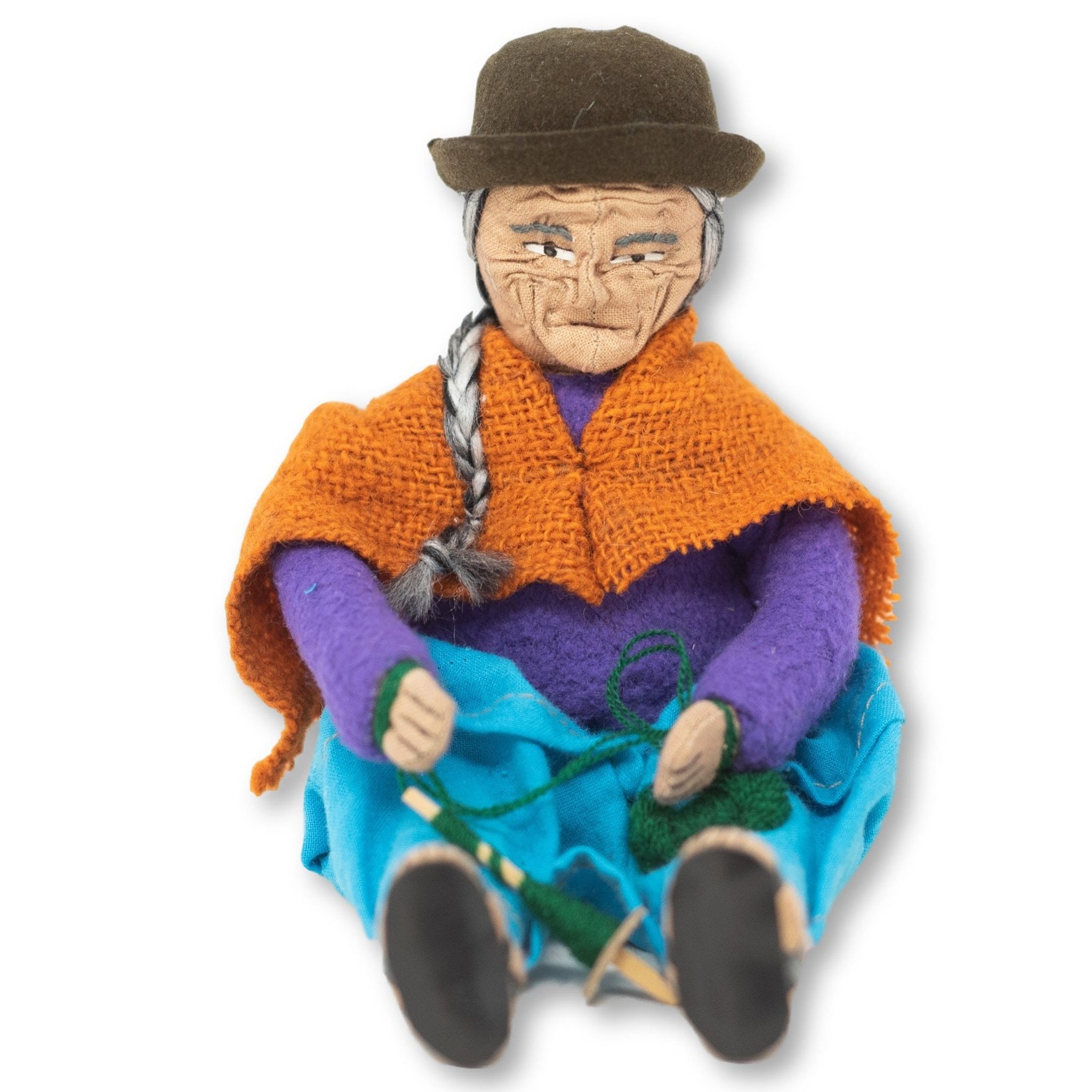 Vintage Bolivian Soft Sculpture Doll Grandma in Traditional - Etsy