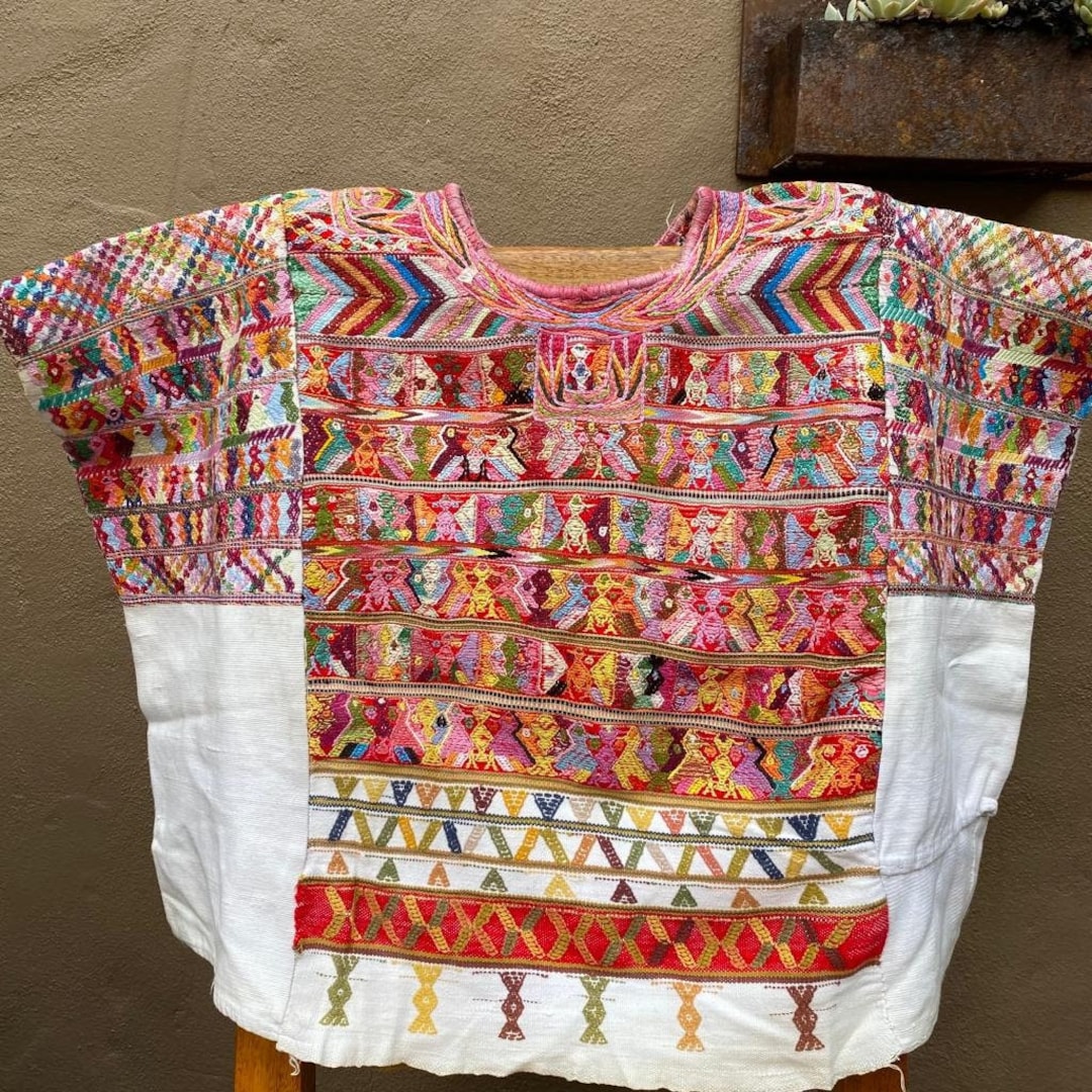 Handwoven Vintage Traditional Cotzal Huipil, Authentic White Guatemalan ...