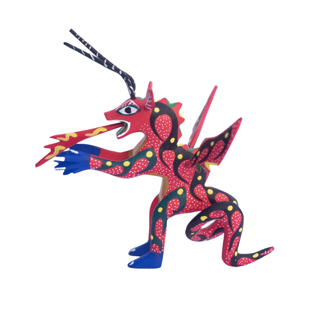 Handcarved Wooden Oaxacan Alebrije, Red Fire Breathing Dragon, Mexican ...