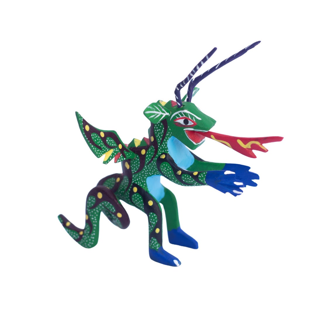 Handcarved Wooden Oaxacan Alebrije Green Fire Breathing - Etsy