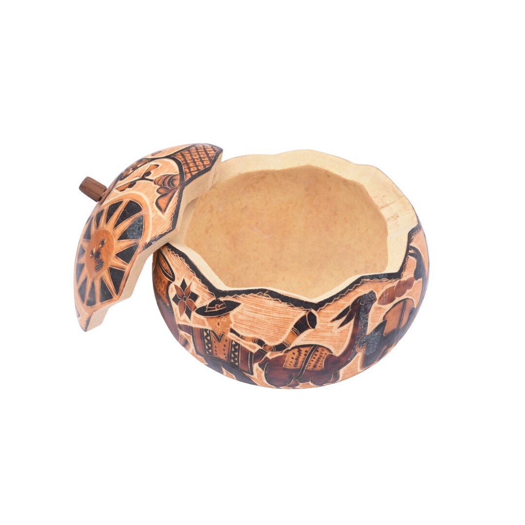 Hand Carved Peruvian Folk Art, Life in the Andes, Peruvian Life Gourd ...