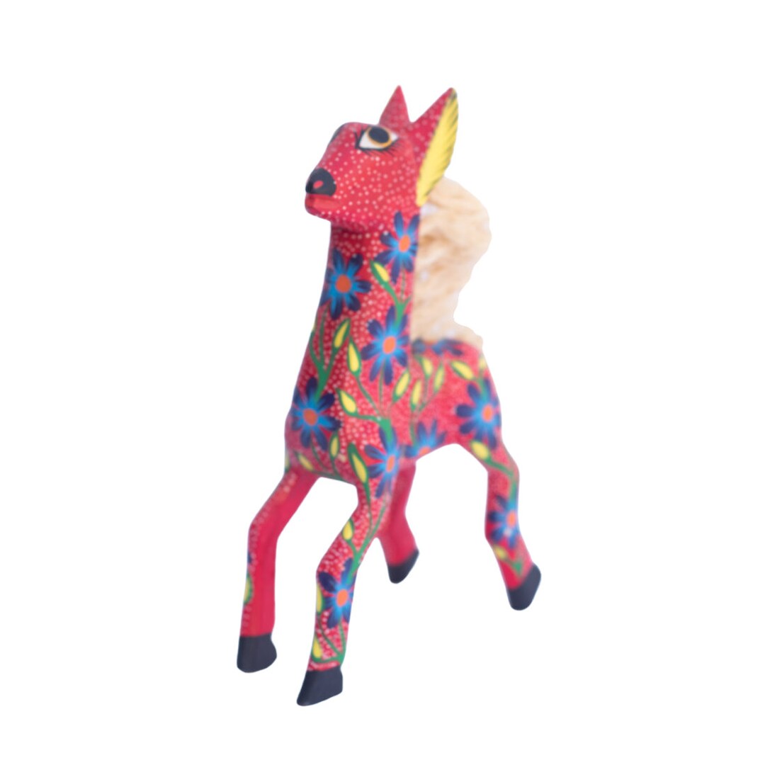Handcarved Wooden Oaxacan Alebrije, Colorful Blue Flower Donkey ...