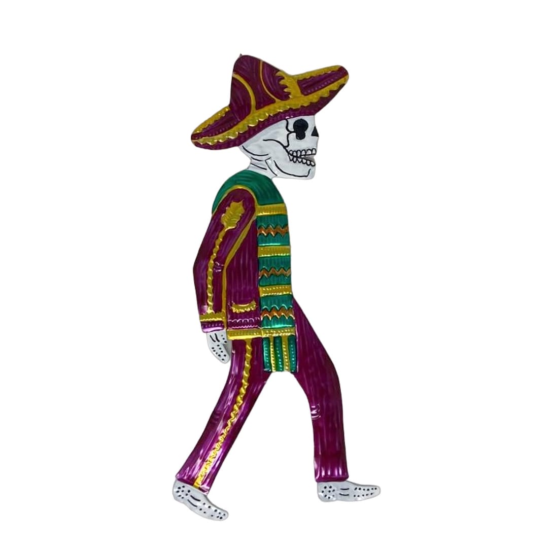 Rustic & Vintage Mexican Folk Art, Skeleton in Pink Charro Suit With ...