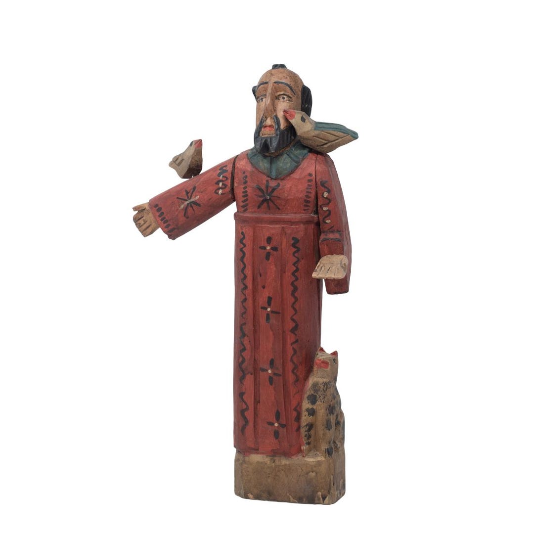 Hand Carved Guatemalan Wooden Saints, Saint Francis Patron of Animals ...