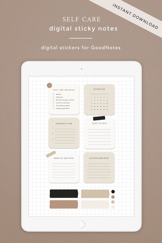 Self Care Sticky Notes 1.0 rounded Goodnotes Planners - Etsy