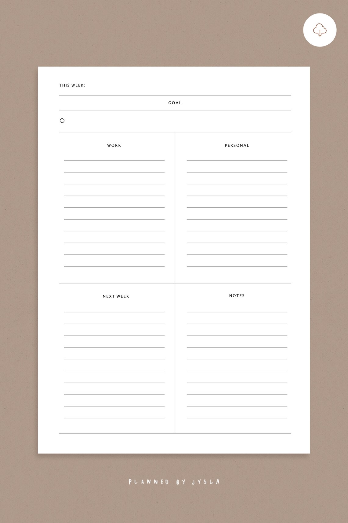 Week Planner A5 Minimal Planner Printable Insert, Week Printable, Week ...