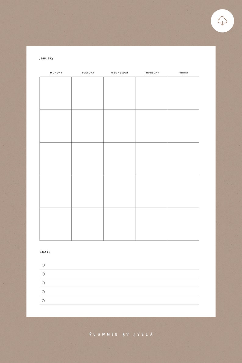 Undated Monthly Calendar A5 Planner Printable — Month on 2 Pages, 2 ...