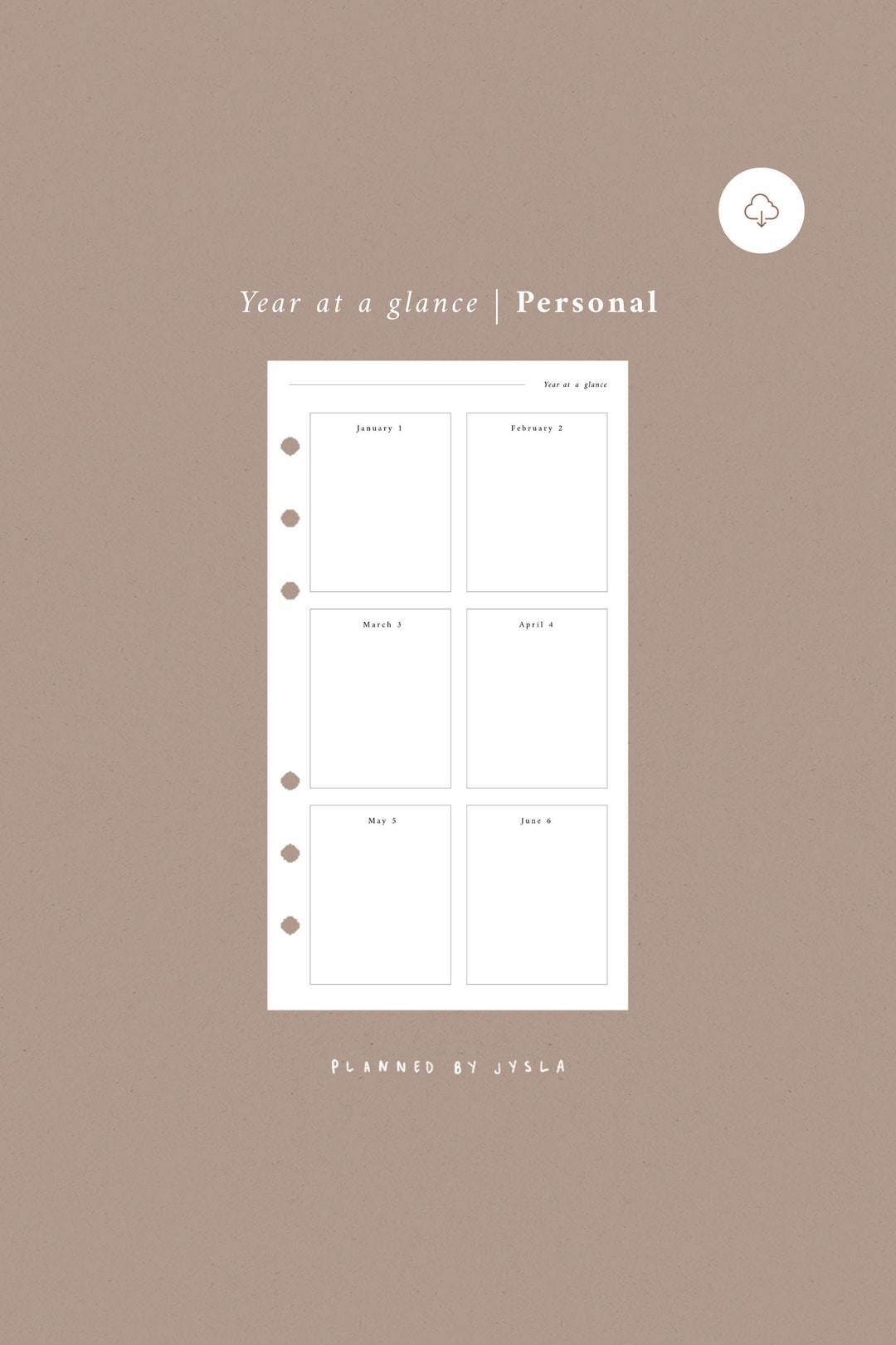 Year at A Glance Personal — Minimal Planner Printable, Year Overview ...