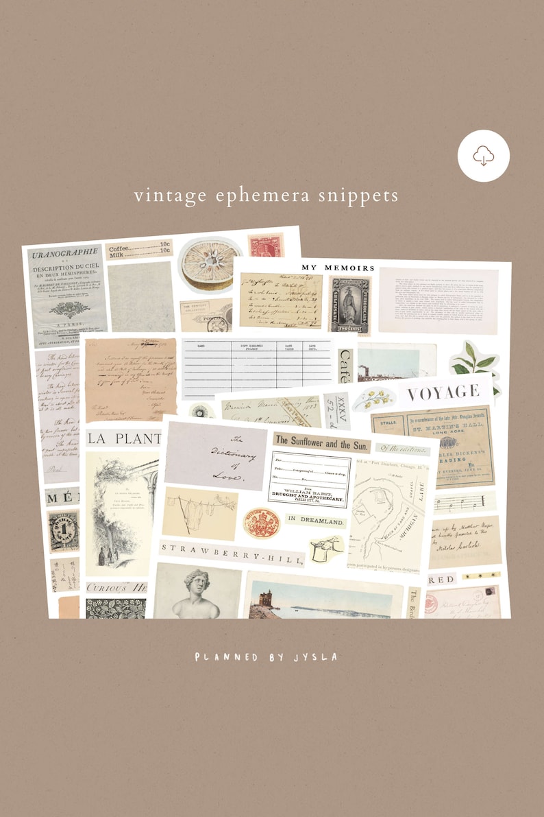 Vintage Ephemera Snippets Bundle - Warm, Earthy, Neutral Tones - Junk ...