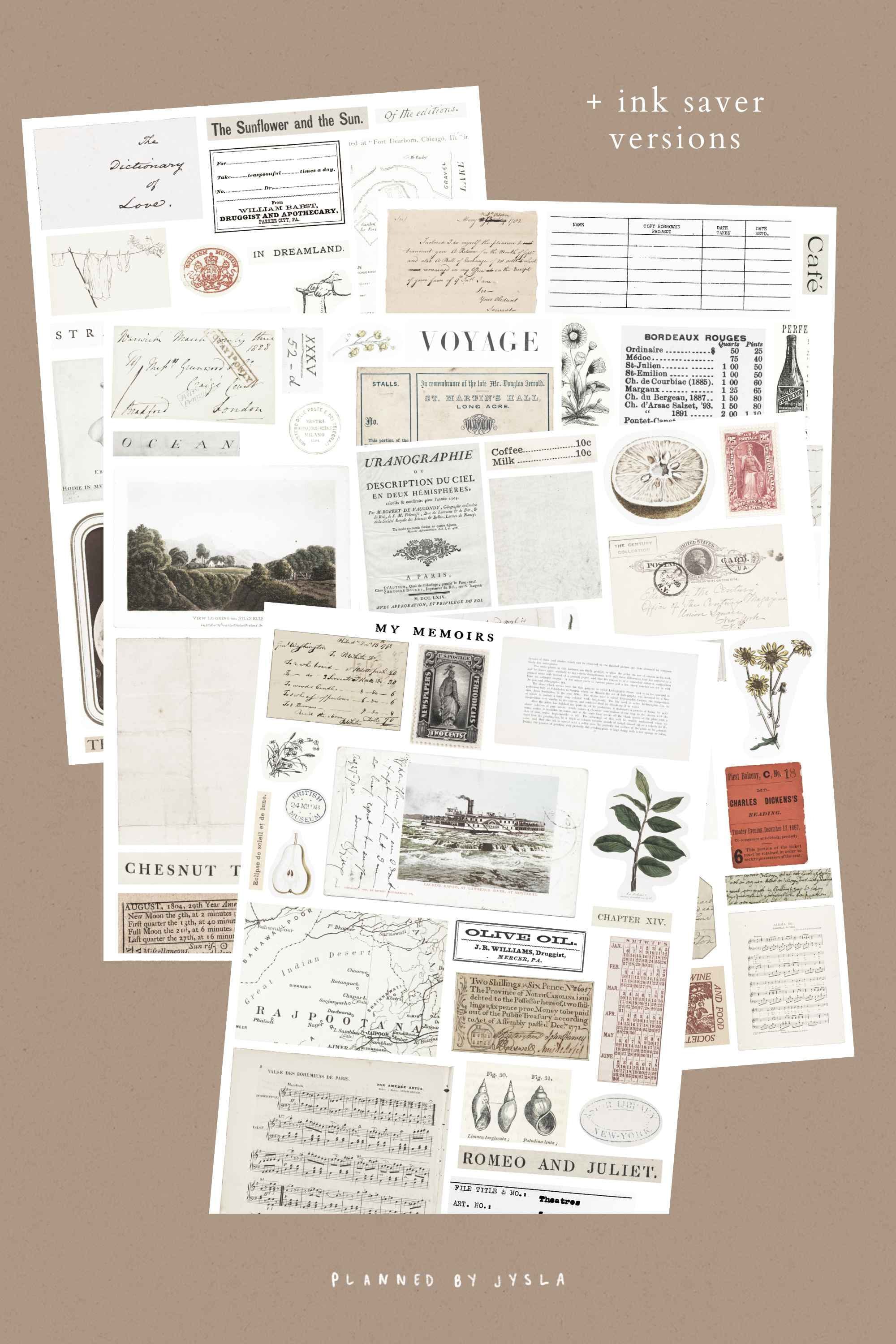Vintage Ephemera Snippets Bundle - Warm, Earthy, Neutral Tones - Junk ...